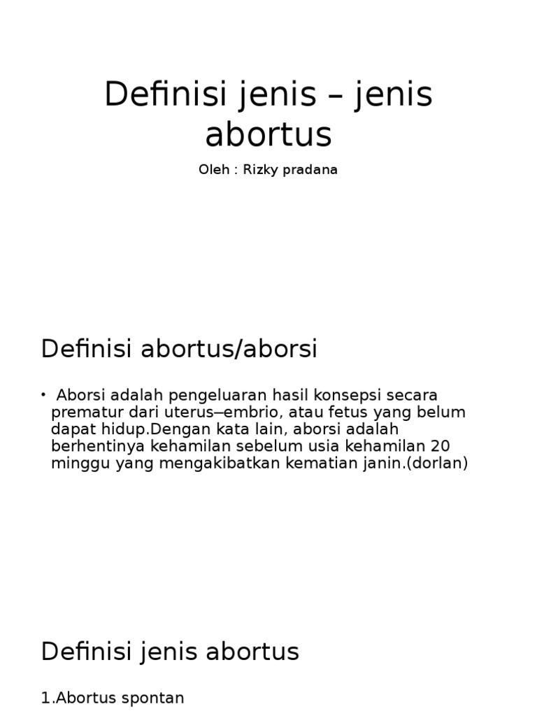Definisi Jenis - Jenis Abortus | PDF