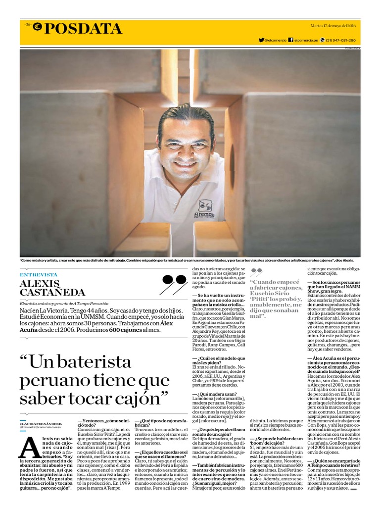 Entrevista a Alexis Castañeda: Maestro del Cajón Peruano | PDF | Perú ...