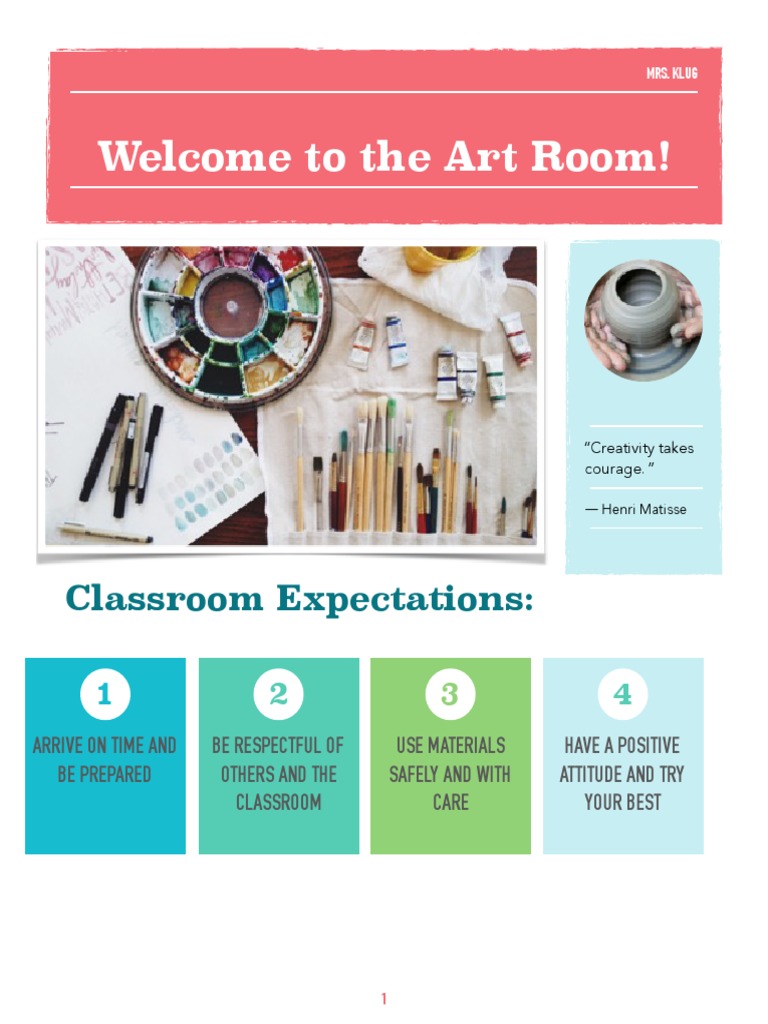 Art Room Classroom Expectations Guide | PDF