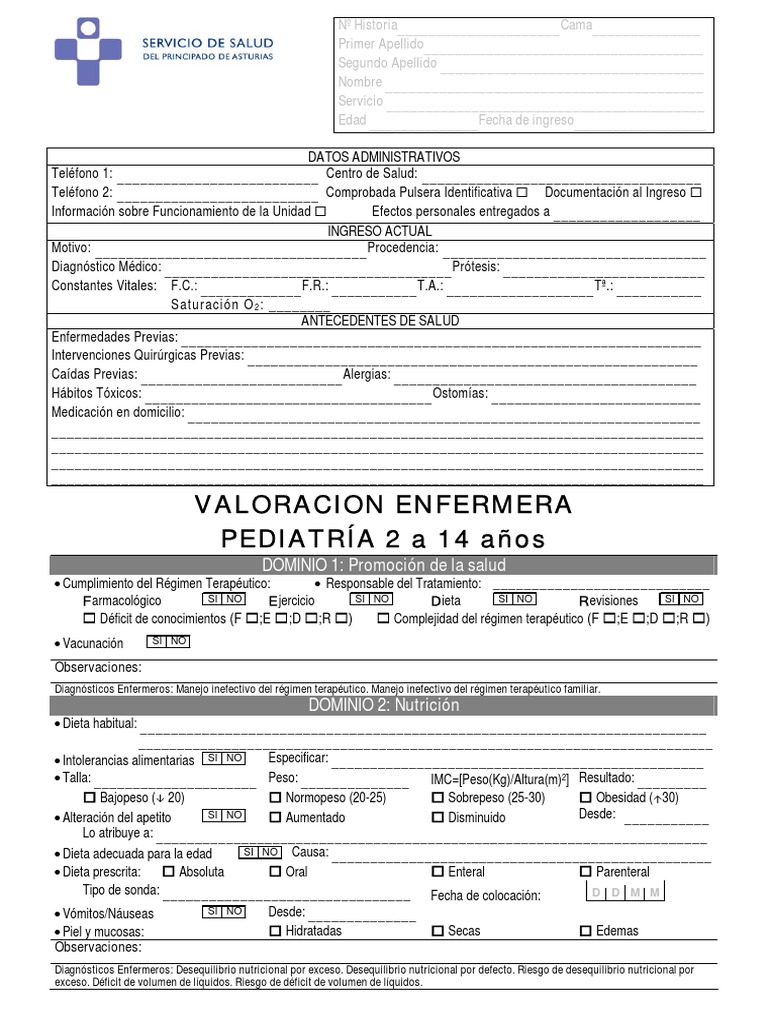Valoracion Pediatrica 1.3 | PDF | Dolor | Ansiedad