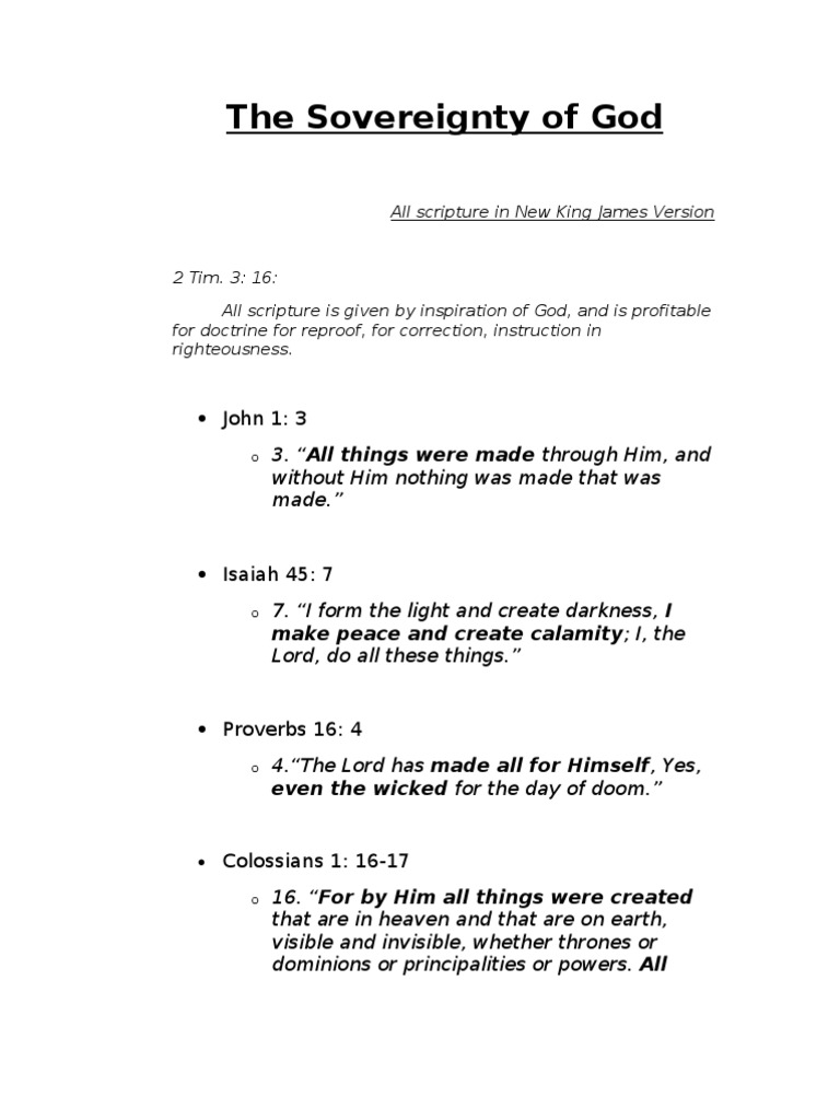 Doctrine of Grace and The Sovereignty of God Edited | PDF ...