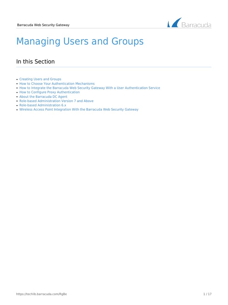 Barracuda Networks Users and Groups | PDF | Proxy Server | World Wide Web