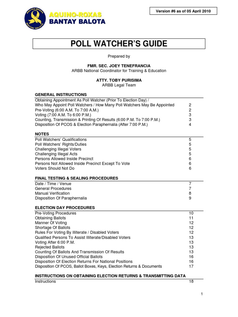 Poll+Watcher's+Guide (2) | Polling Place | Ballot