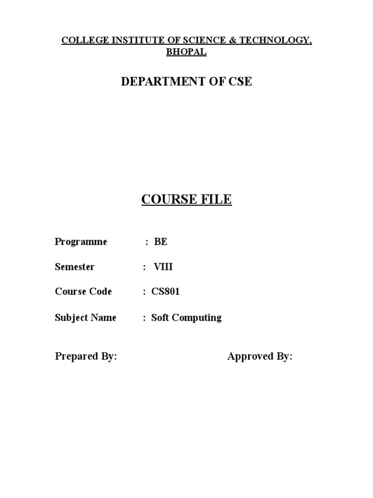 RGPV Course File Cs-801 Soft Computing | PDF | Fuzzy Logic | Artificial Neural Network