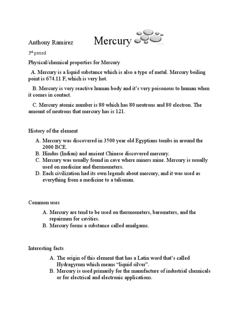 History and Uses of Mercury | PDF | Social Science | History