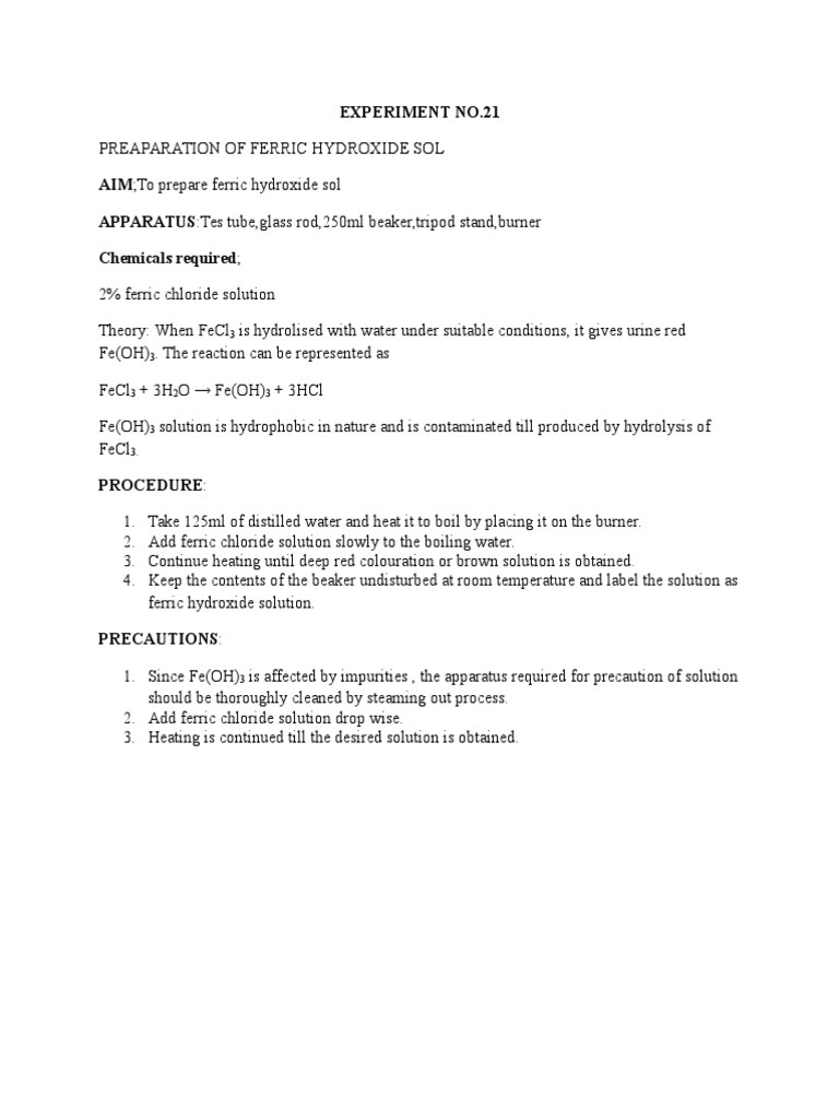 21.preparation of Lyophobic Sol | PDF