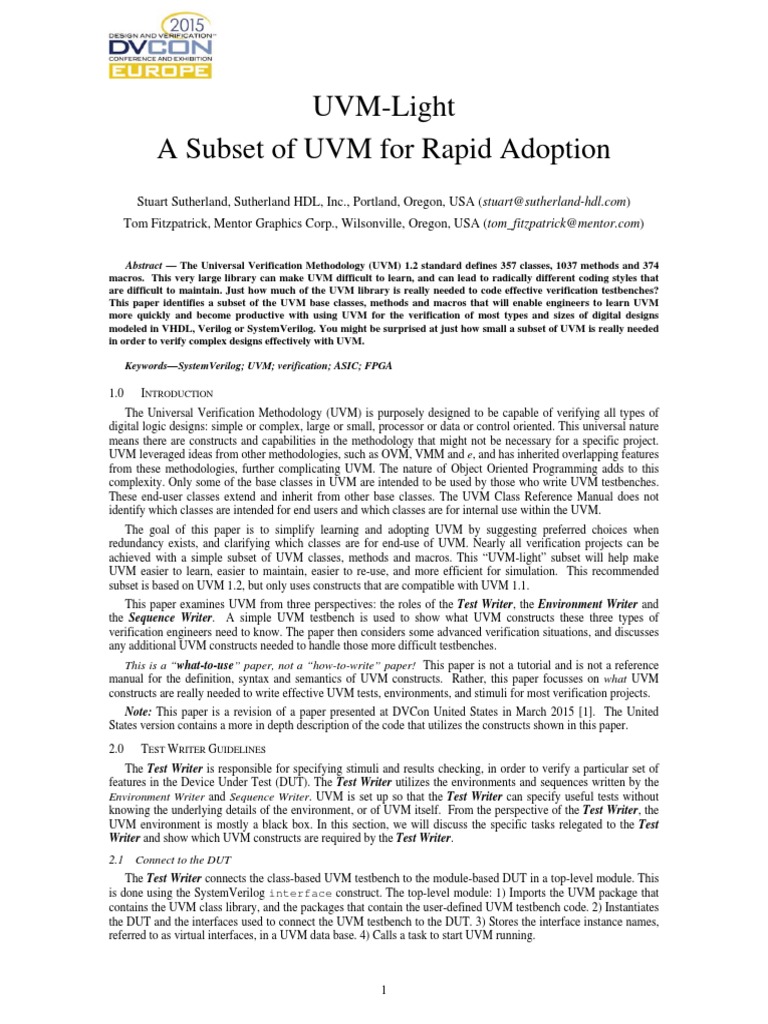 UVM-Light: Simplifying UVM Adoption | PDF | Class (Computer Programming) | Formal Verification