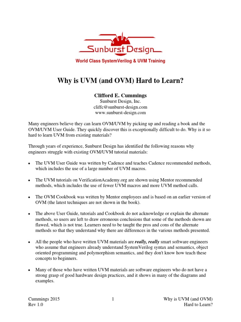 Cummings Why UVM Is Hard To Learn | PDF | Areas Of Computer Science | Computing