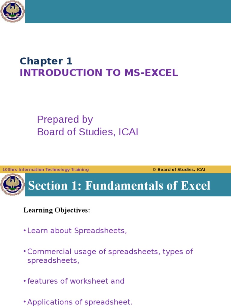 Unit 4 MS Excel Chapter 1 | PDF | Microsoft Excel | Spreadsheet