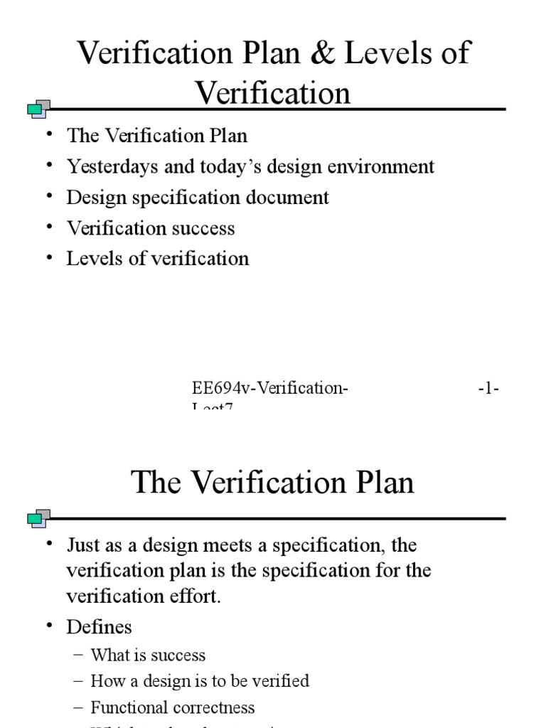 Verification Plan & Levels of Verification | PDF | Verification And Validation | Field ...