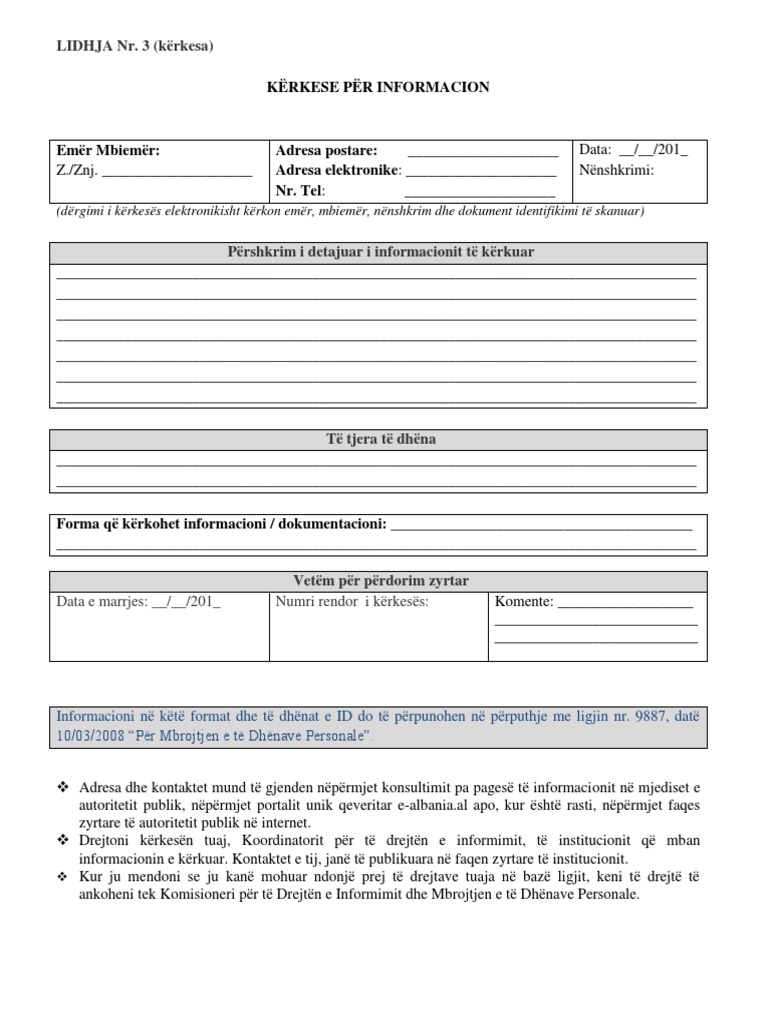 Kerkese Per Informacion PDF | PDF