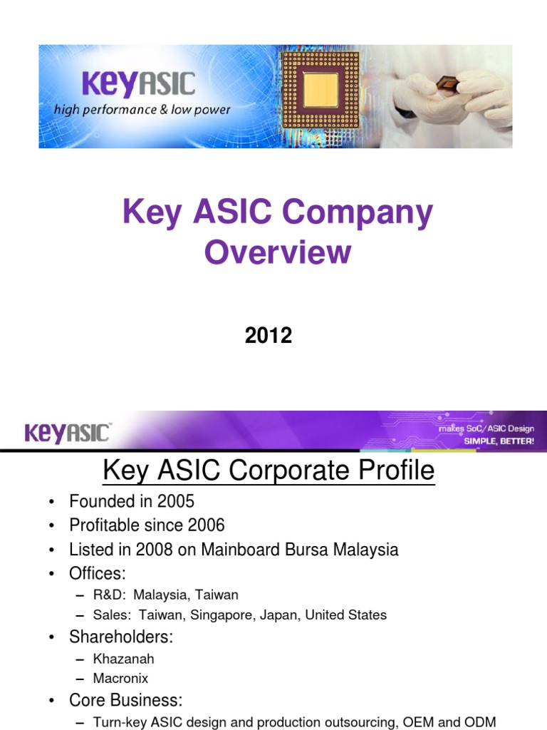Key ASIC Web Presentation 12 W | PDF | System On A Chip | Integrated Circuit