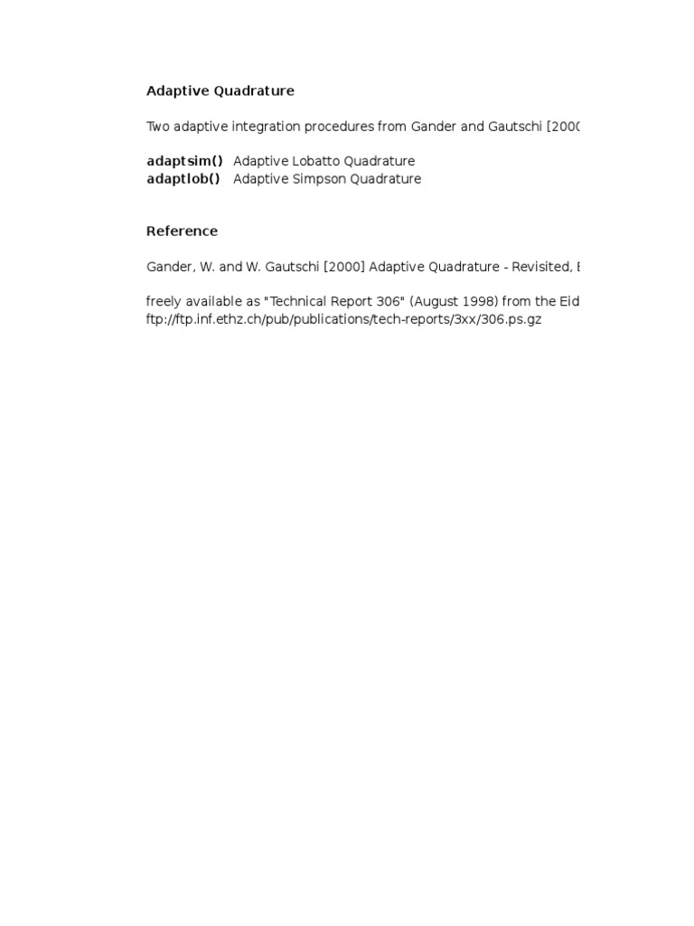 Adaptive Quadrature | PDF | Gnu | Free Software