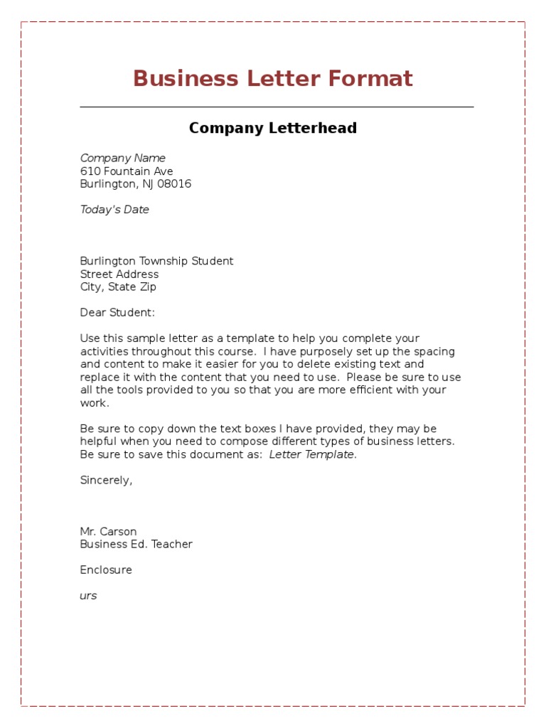 Business Letter Template Guide | PDF | Career & Growth