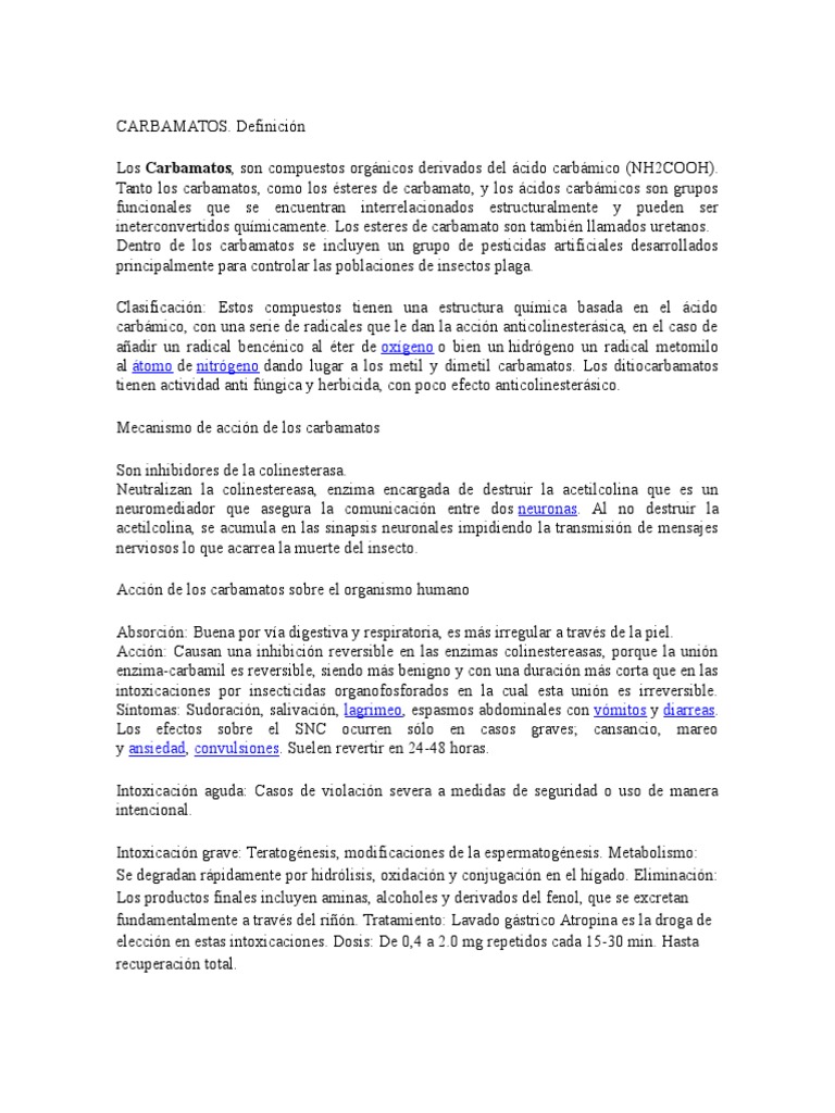 Carbamatos Quimica | PDF | Pesticida | Agricultura ecológica