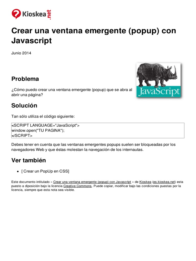 Crear Una Ventana Emergente Con Javascript | PDF