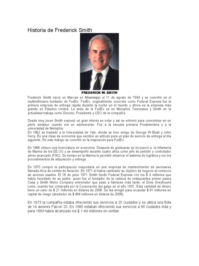 Historia de Frederick Smith | PDF | Fed Ex | Compañía de ...