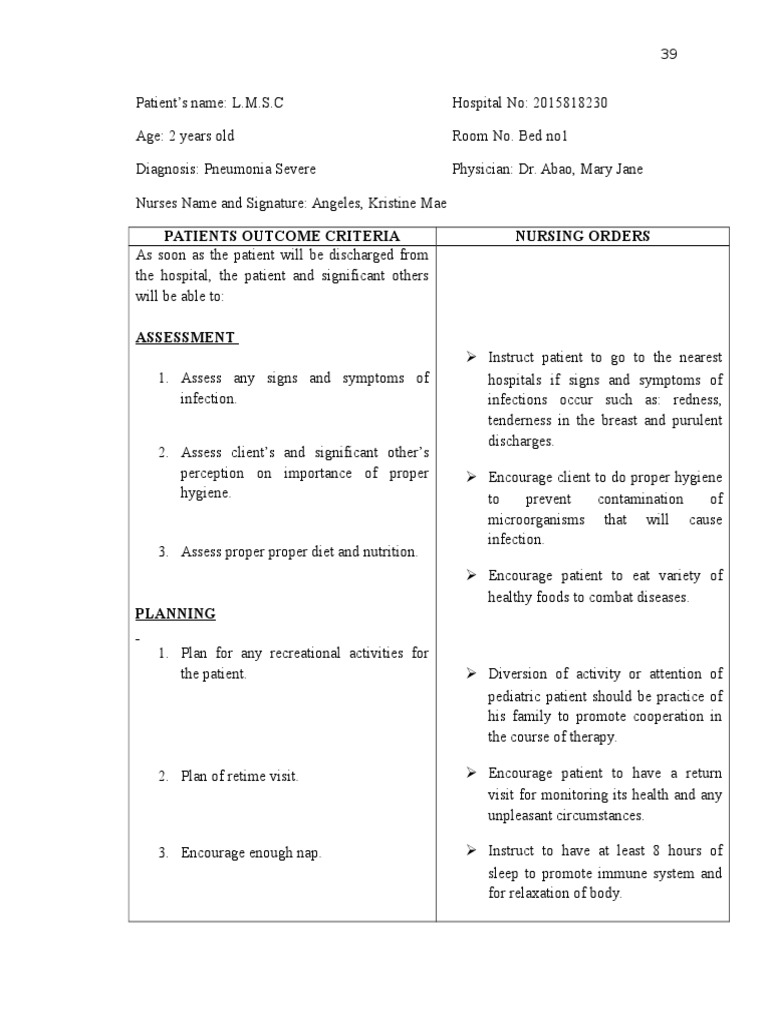 Discharge Plan | PDF | Patient | Infection