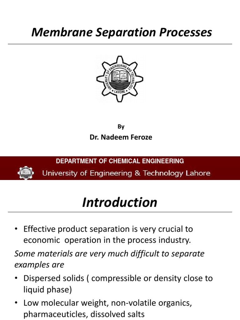 Membrane Separation Process | PDF | Osmosis | Chemical Engineering