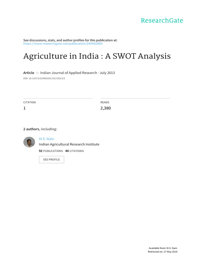 Swot-agriculture sector in india | Organic Farming | Agriculture