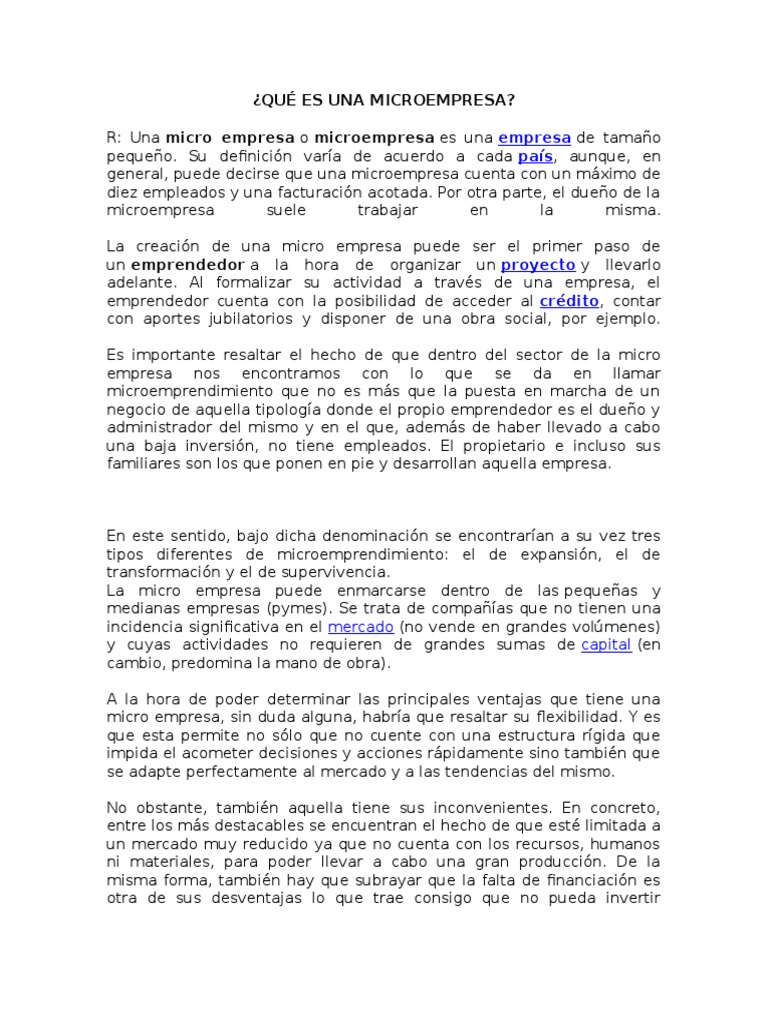 Que Es Una Microempresa | Pequeñas y medianas empresas | Mercado (economía)