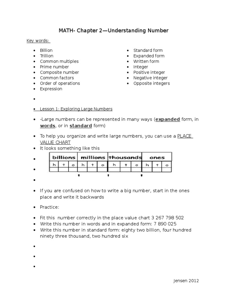 Math Chapter 2 Study Guide | PDF | Multiplication | Integer