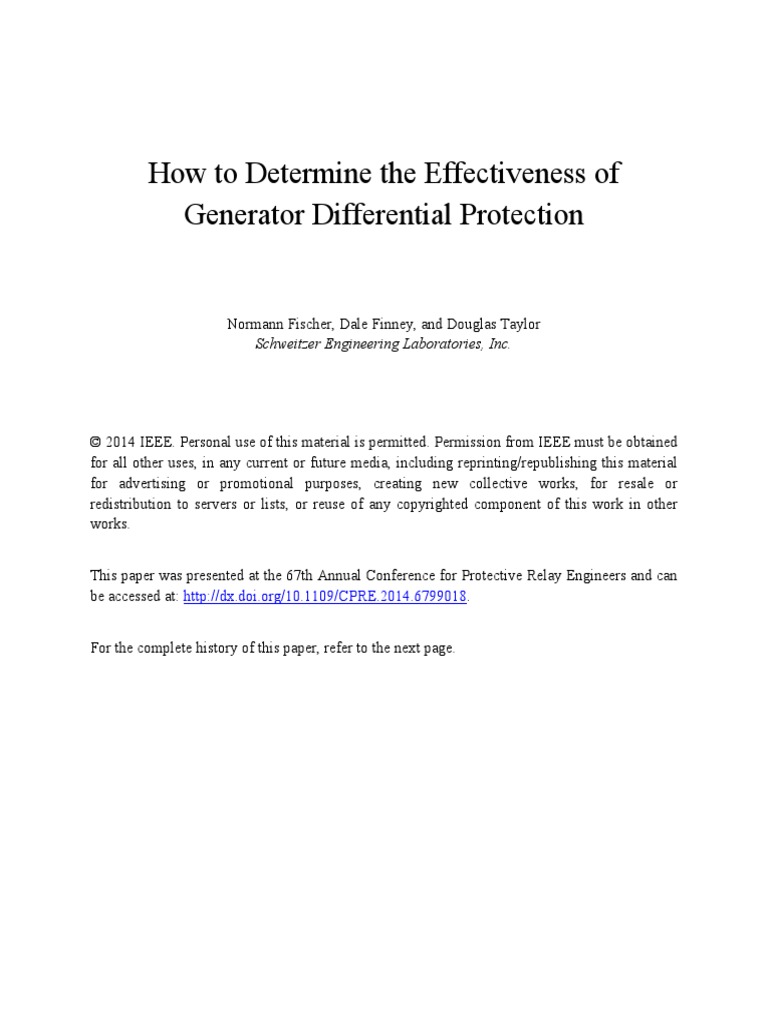 How To Determine The Effectiveness of Generator Differential Protection ...