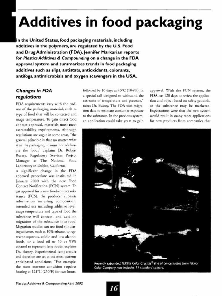 Trends in Food Packaging Additives in the United States: Changes in FDA ...