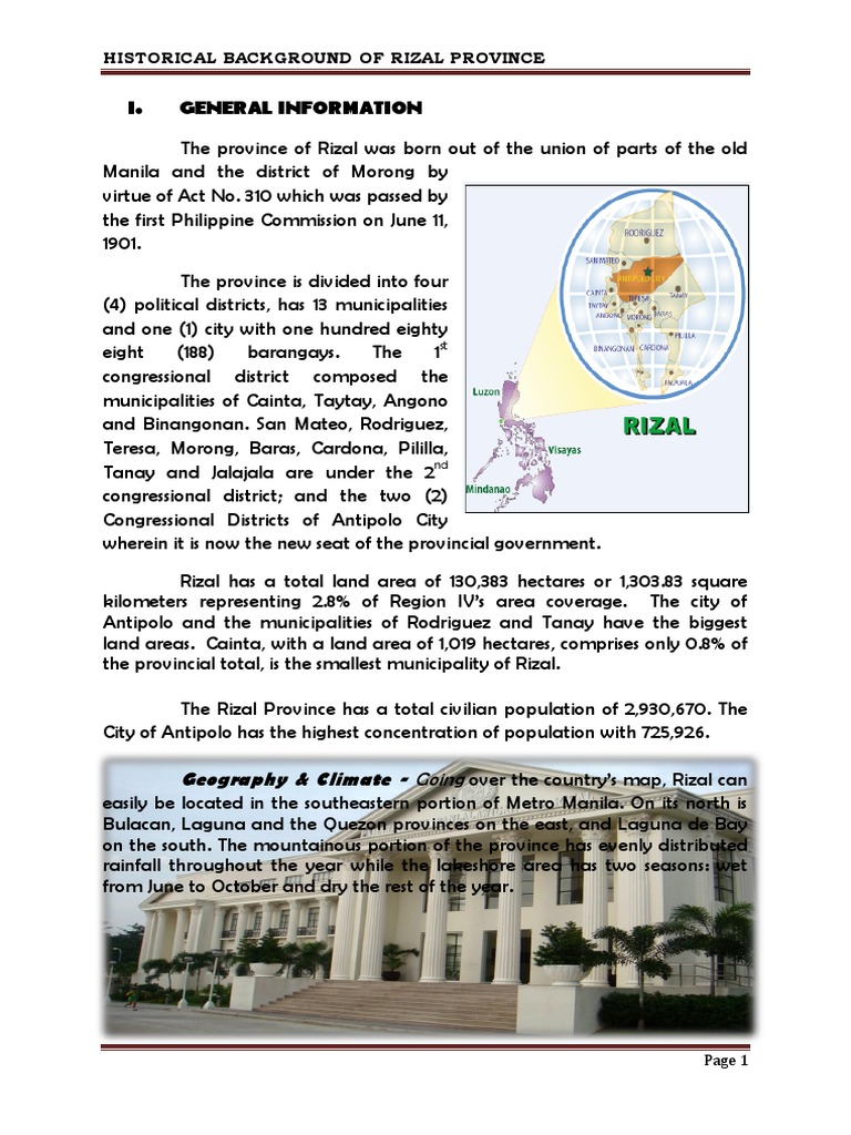 RIZAL Province PROFILE Edited | PDF | Agriculture