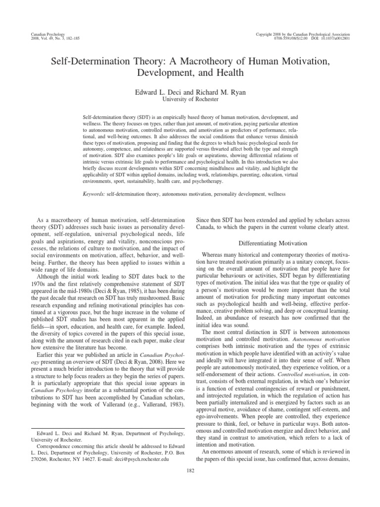 Deci and Ryan | PDF | Motivation | Motivational