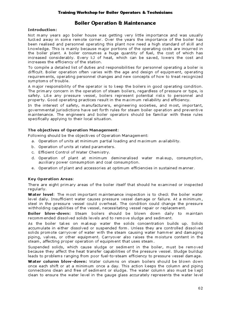 Boiler Operation and Maintenance | PDF | Boiler | Combustion