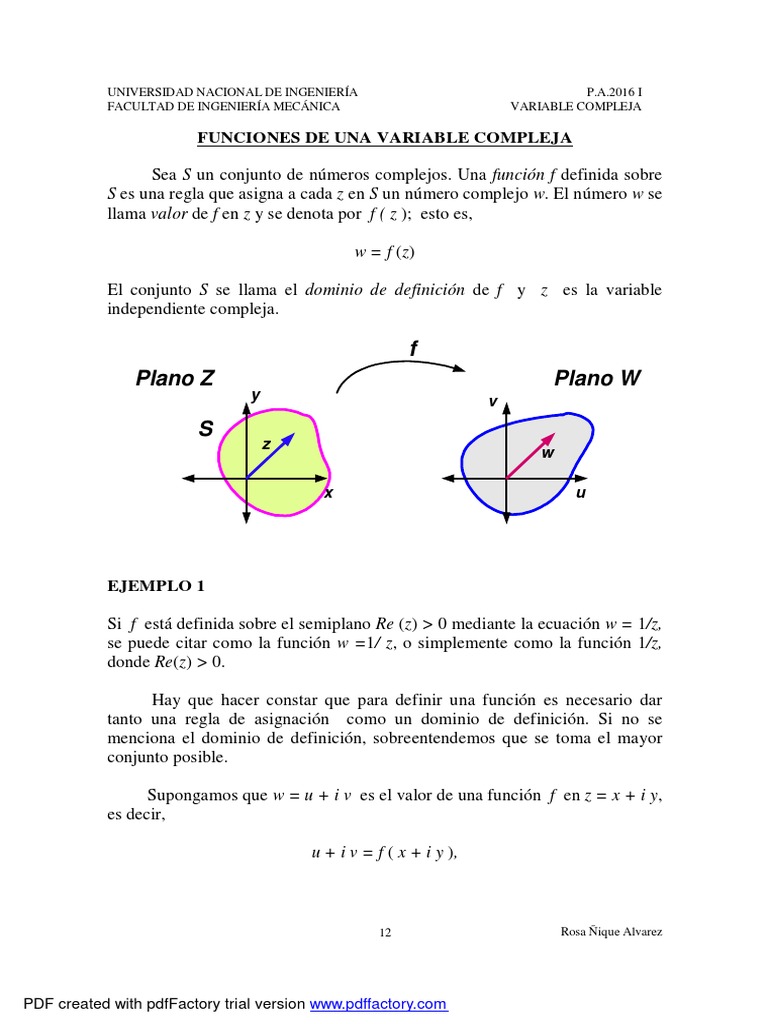 Funciones Variable Compleja | PDF | Análisis complejo | Función (Matemáticas)