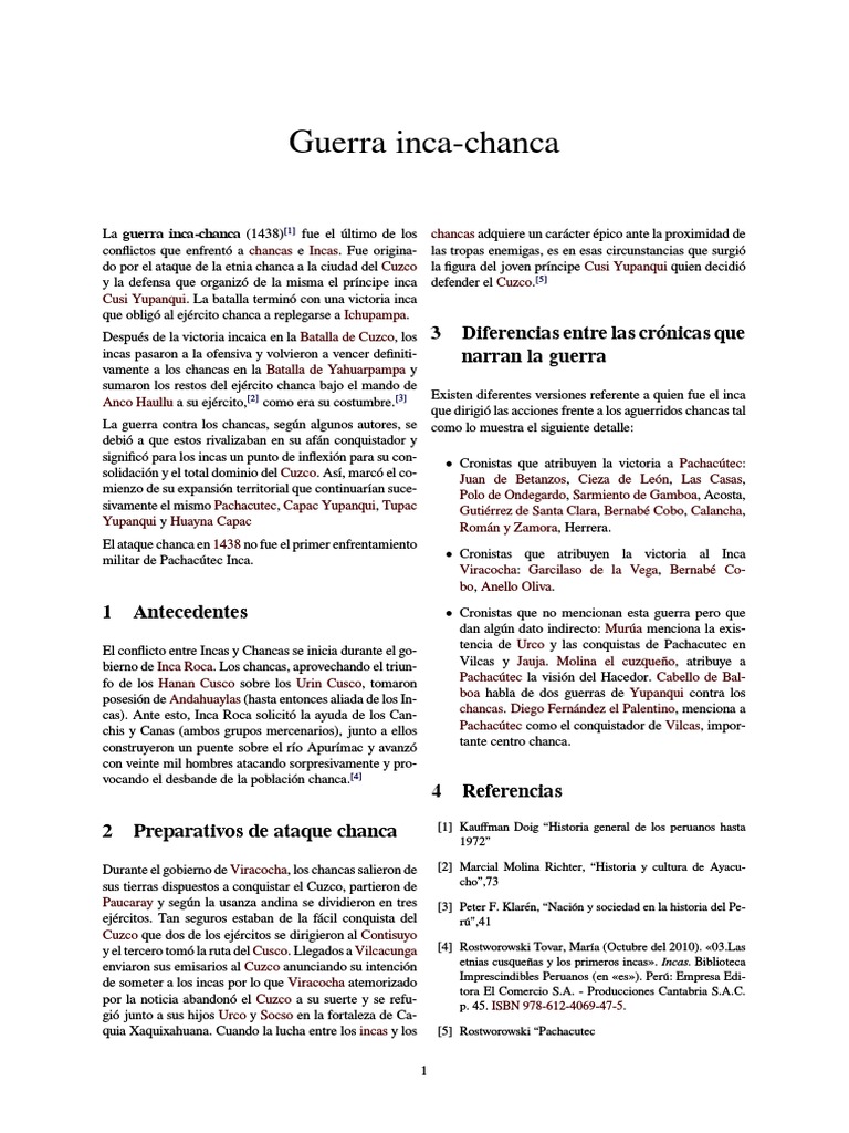 Guerra Inca Chanca | PDF | Imperio Inca | Comunidad andina