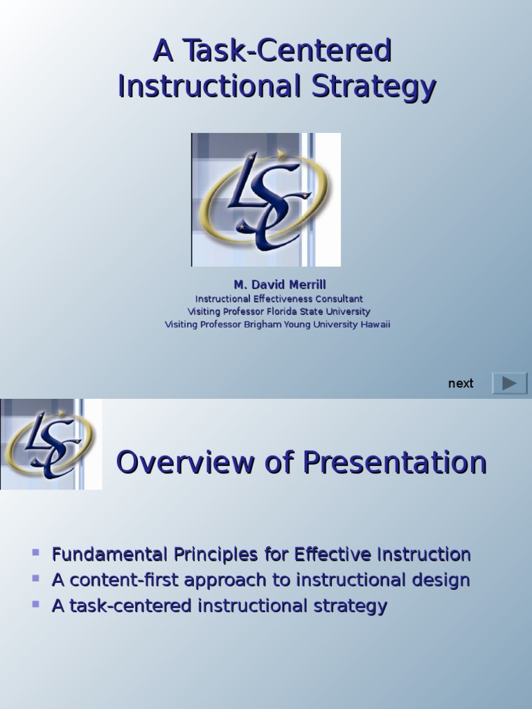 A Task-Centered Instructional Strategy | PDF | Instructional Design ...