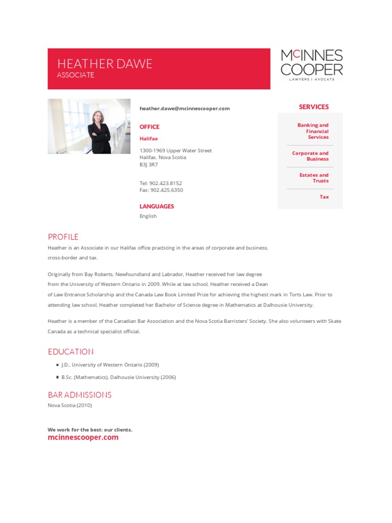 Heather Dawe: Halifax Corporate & Tax Lawyer | PDF