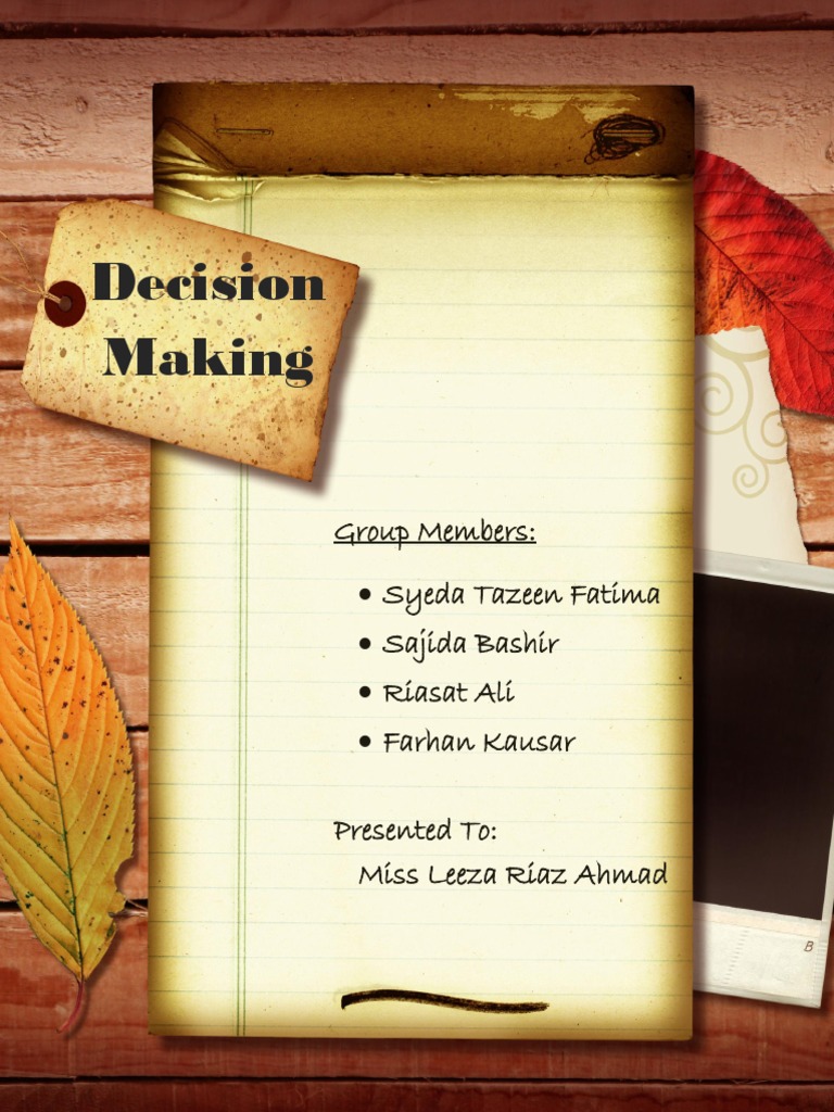 Decision Making Project Report Pdf Group Decision Making Cost