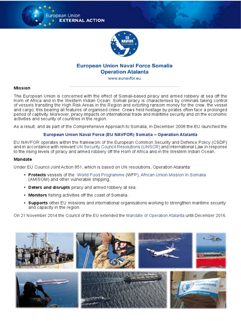 EUNAVFOR Factsheet | PDF | Piracy Off The Coast Of Somalia ...