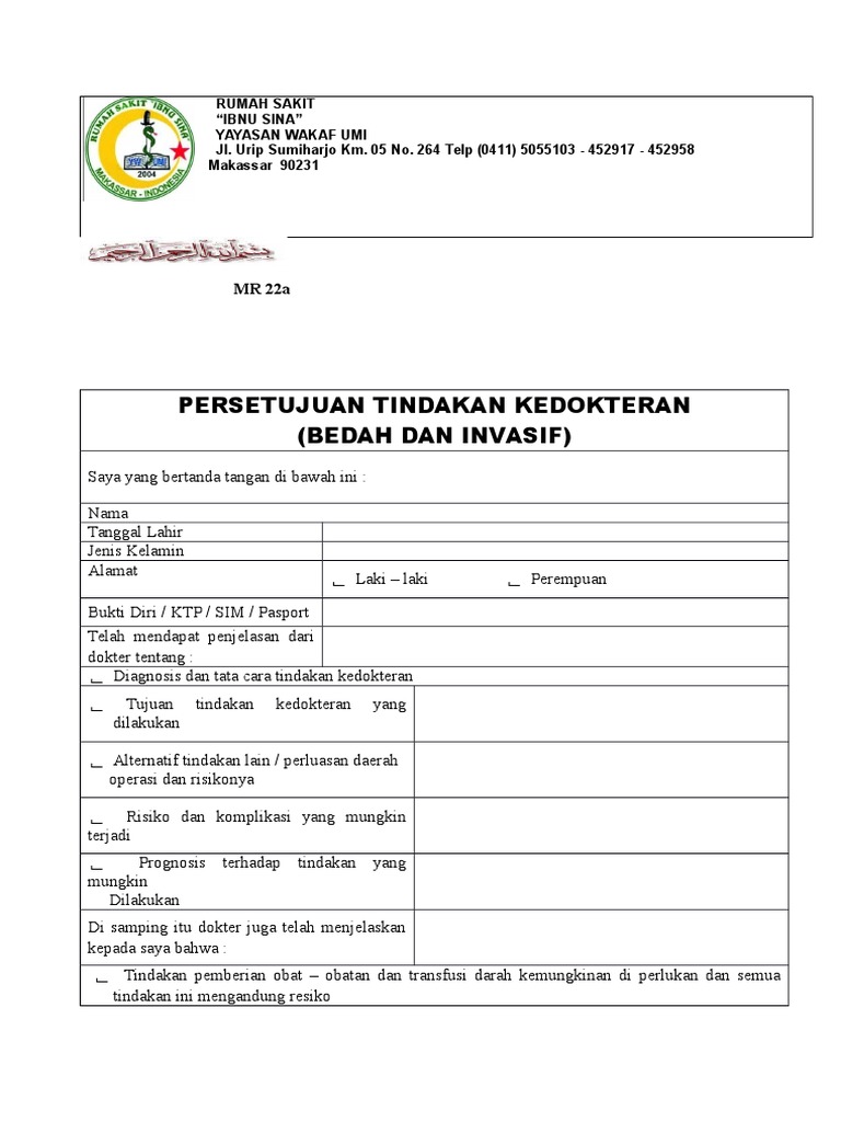Formulir Informed Consent Bedah Dan Invasif | PDF | Pengembangan Diri