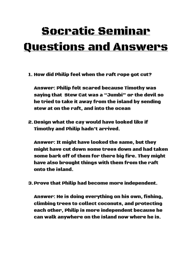 Socratic Seminar Questions and Answers | PDF