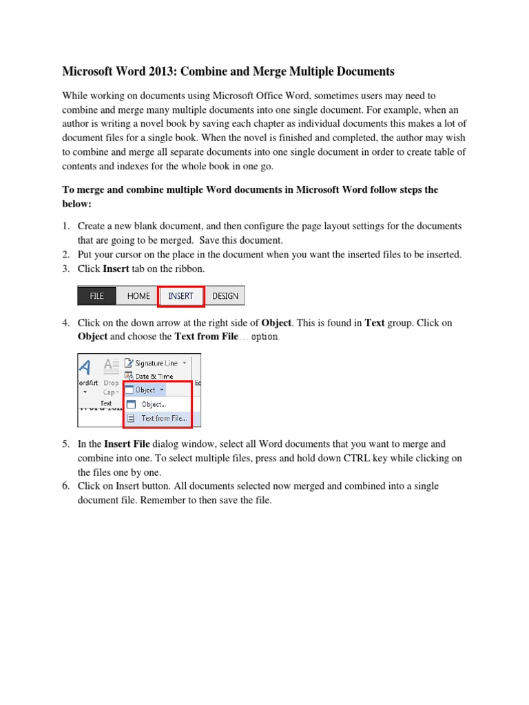 Microsoft Word 2013: Combine and Merge Multiple Documents | PDF