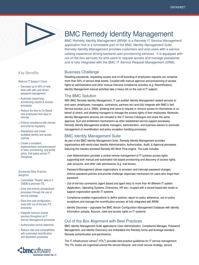 BMC Identity Management | PDF | Itil | Access Control