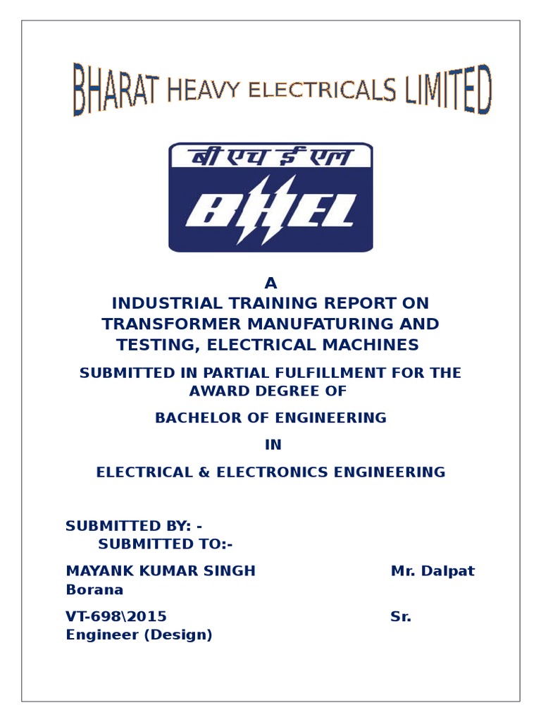BHEL Report | PDF | Transformer | Alternating Current