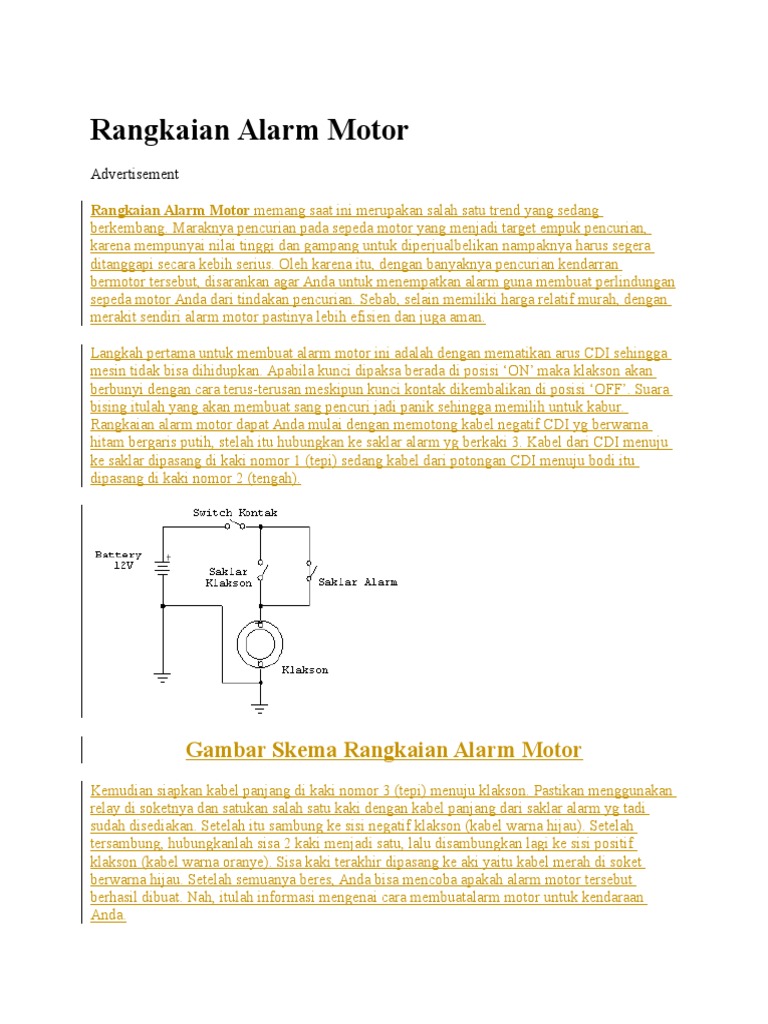 Rangkaian Alarm Motor | PDF