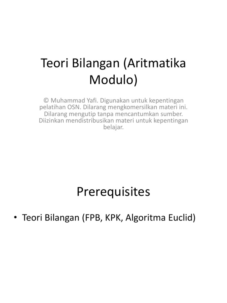 Aritmatika Modulo | PDF