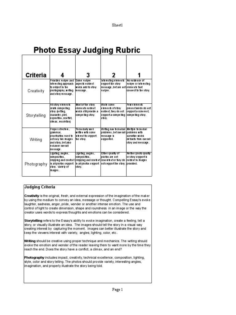 Photo Essay Rubric | Download Free PDF | Composition (Visual Arts ...
