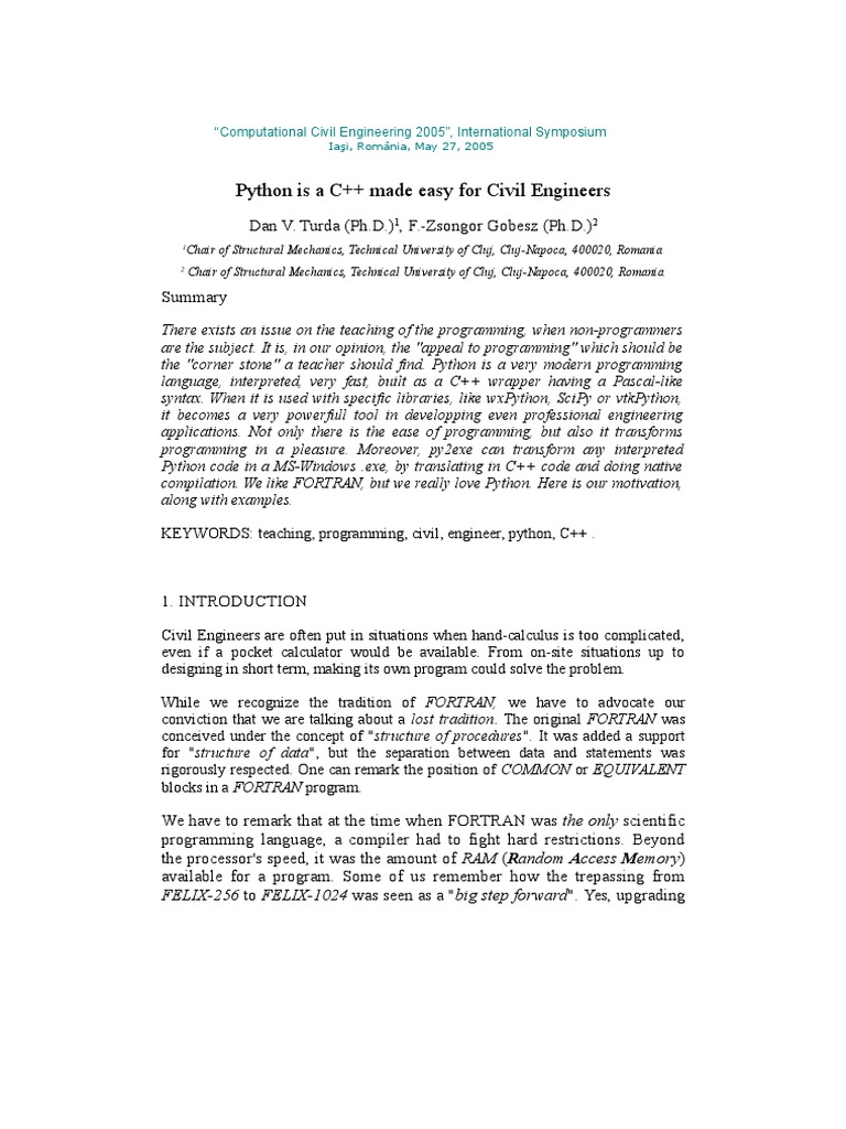 C++ Made Easy for Civil Engineers with Python | PDF | Computer ...