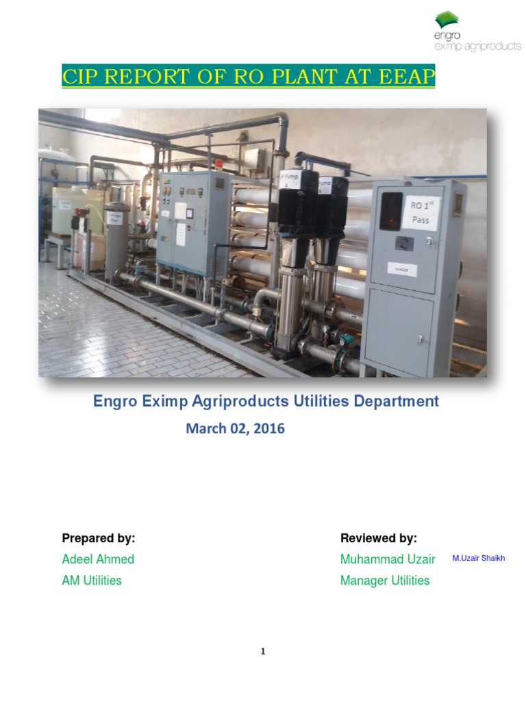 CIP Report for RO Plant at EEAP | PDF | Water | Materials
