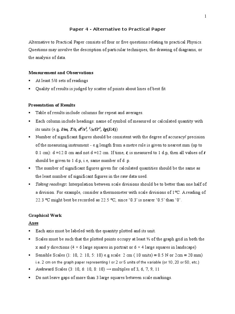Measurement and Observations: Paper 4 - Alternative To Practical Paper ...