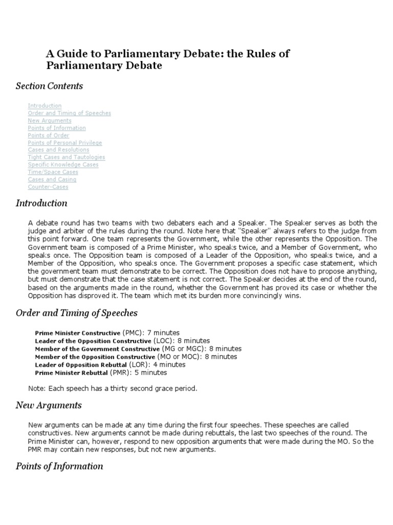 A Guide To Parliamentary Debate | PDF | Argument | Knowledge