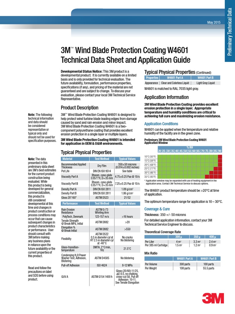 3M Wind Blade Protection Coating W4601 - TDS - ApplicationGuide | PDF ...